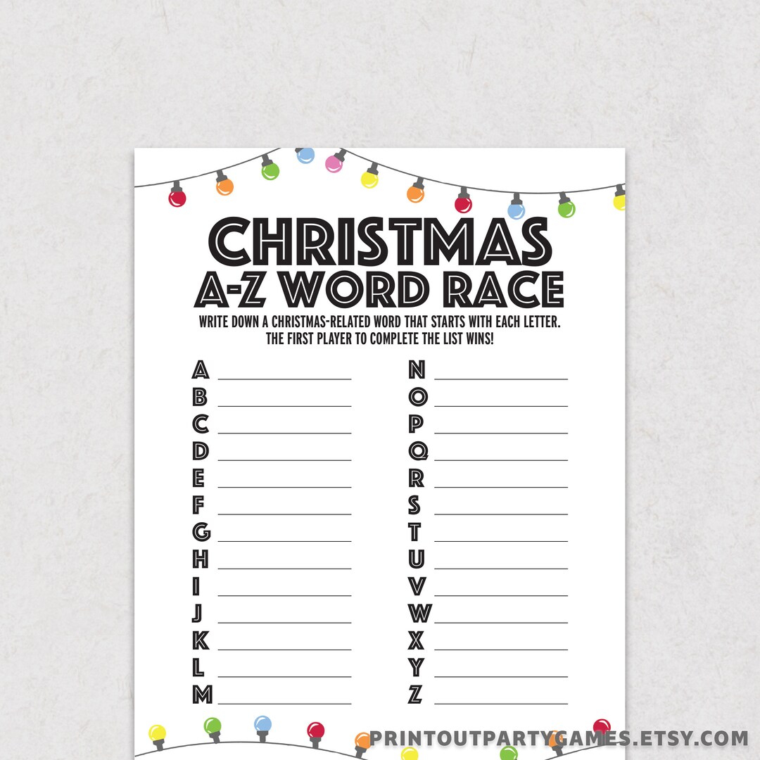 Christmas A-Z Word Race Game, Funny Christmas Game, Family Christmas ...