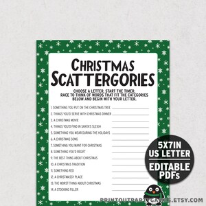 Christmas Scattergories Game, Funny Christmas Games, Editable Holiday ...