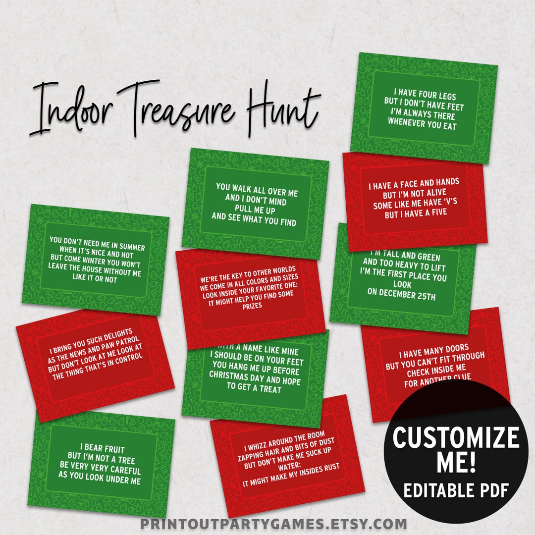 Indoor Treasure Hunt, Christmas Scavenger Hunt Game for All Ages, 32 ...