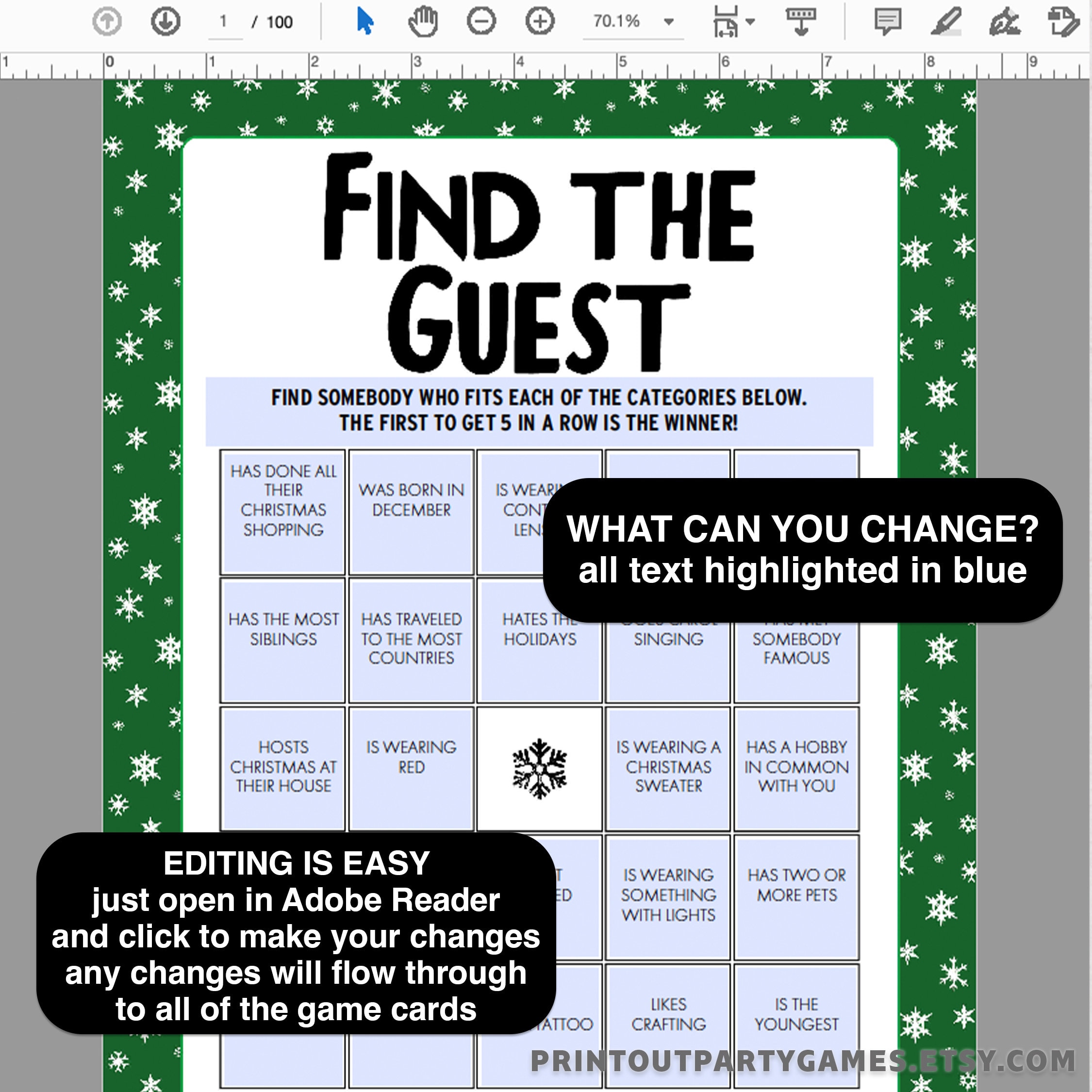 Christmas Find the Guest Game, Christmas Party Icebreaker, Holiday Game ...