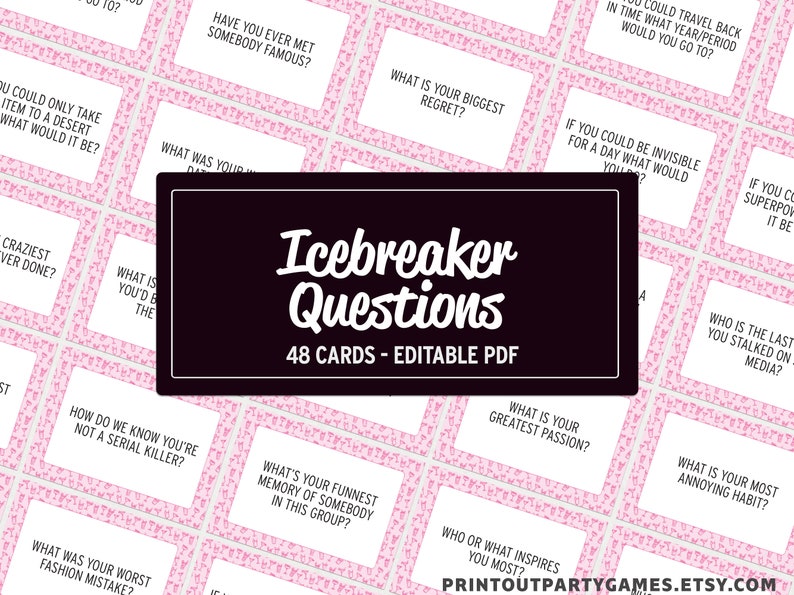 Ice Breaker Game Conversation Starter Cards Customizable - Etsy