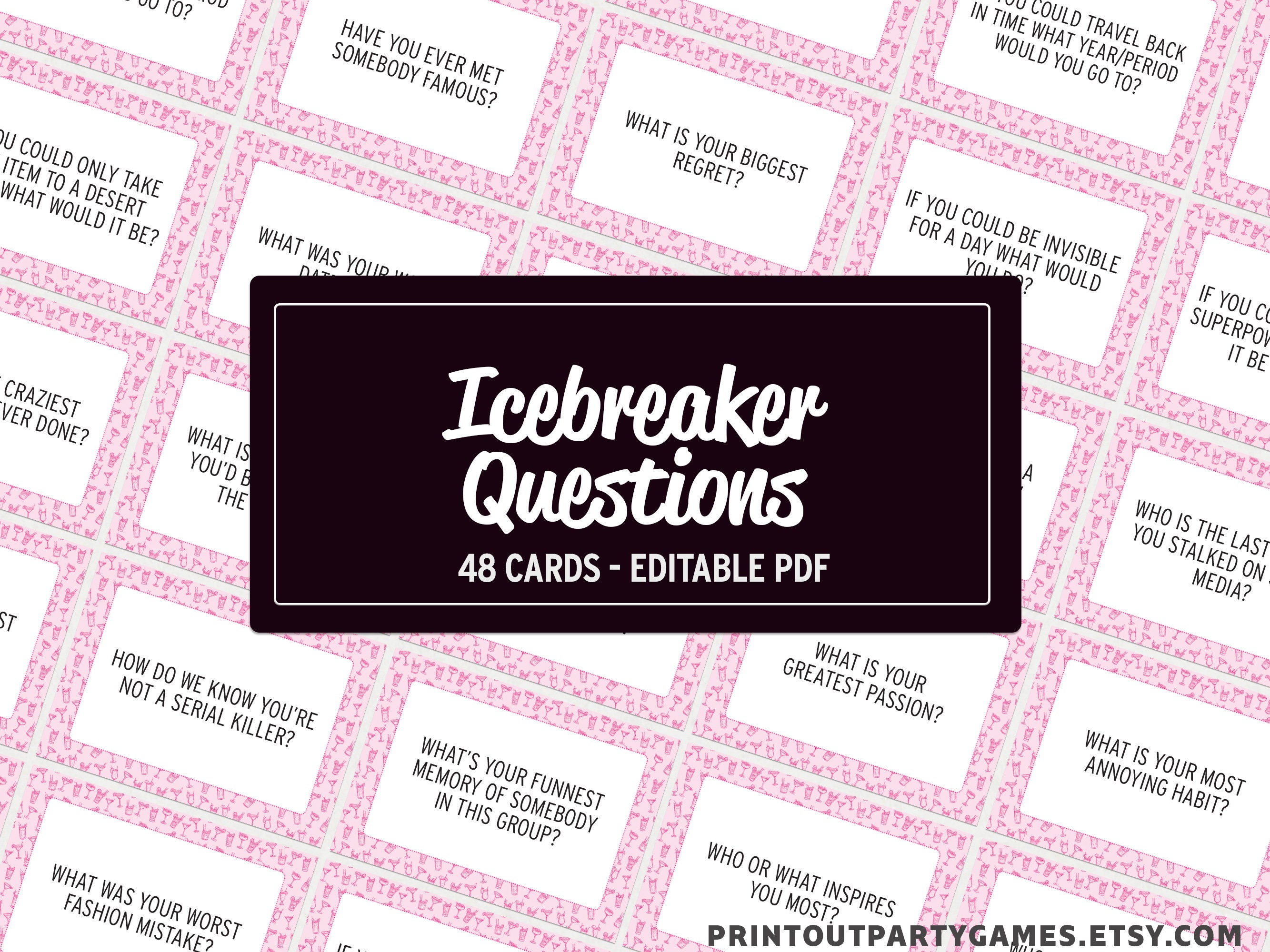 Ice Breaker Game Conversation Starter Cards Customizable - Etsy