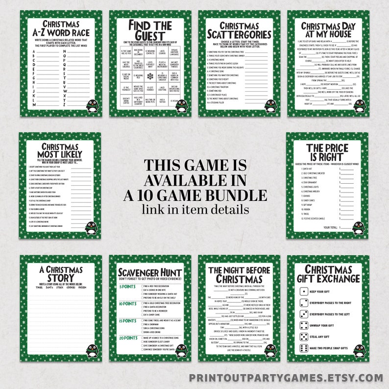 Christmas Scattergories Game, Funny Christmas Games, Editable Holiday ...
