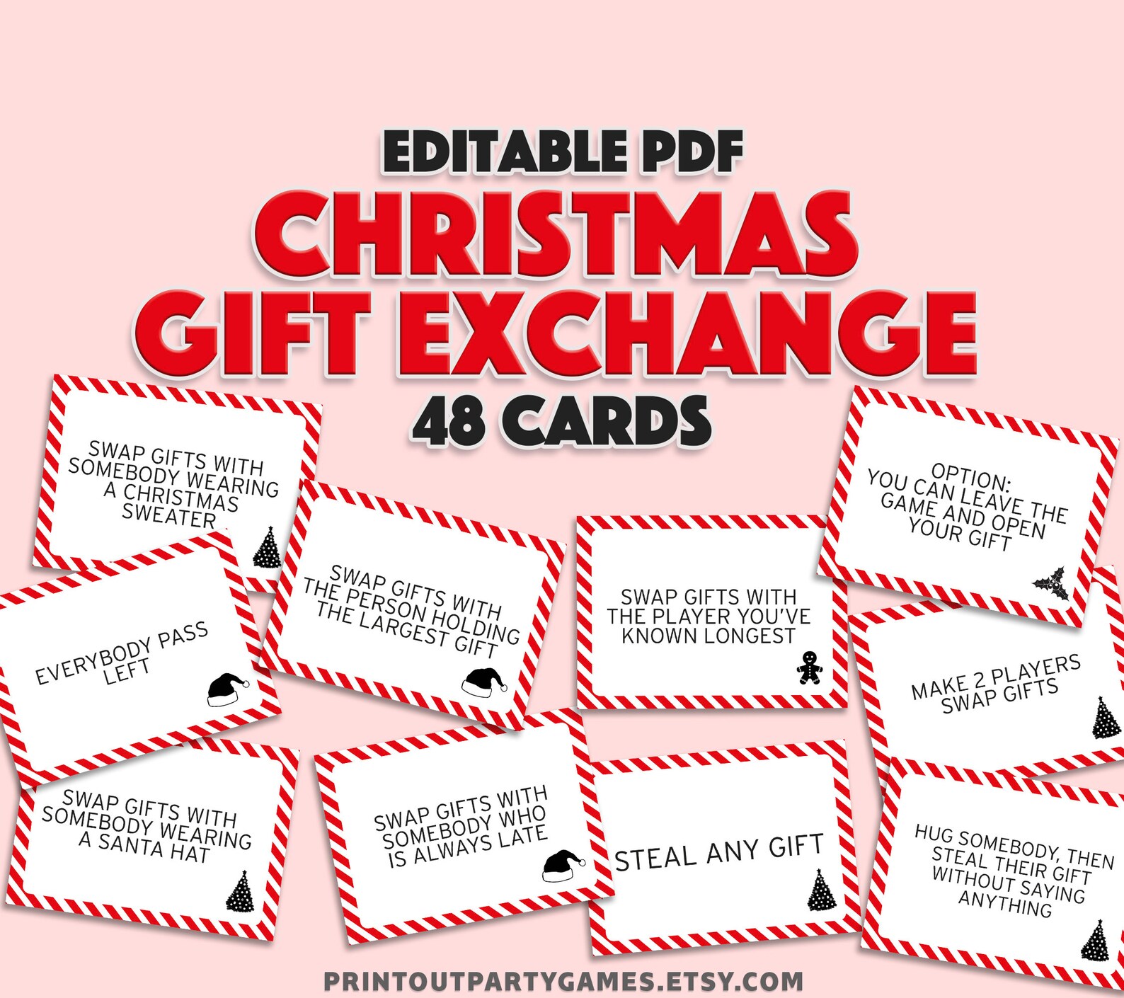 Christmas Gift Exchange Cards | Holiday Gift Swap Game | Yankee Swap ...