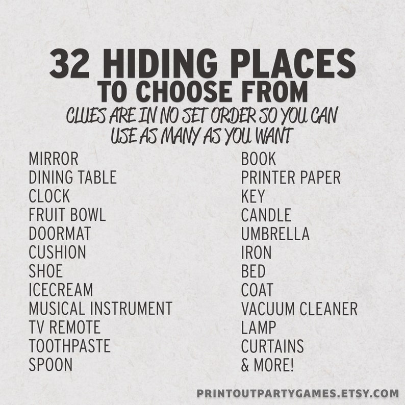 Indoor Treasure Hunt Game, 32 Clues, Scavenger Hunt for Any Occasion ...