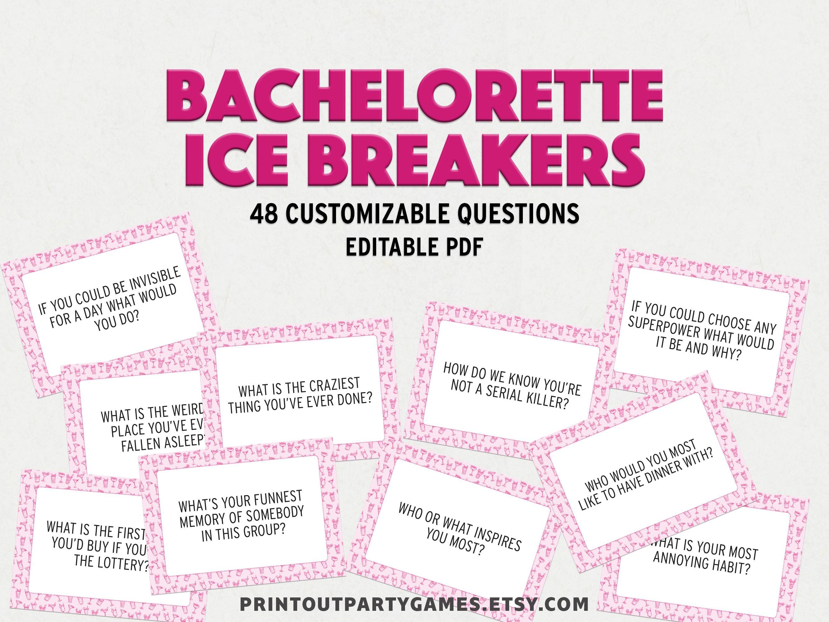 Ice Breaker Game | Conversation Starter Cards | Customizable Bridal ...