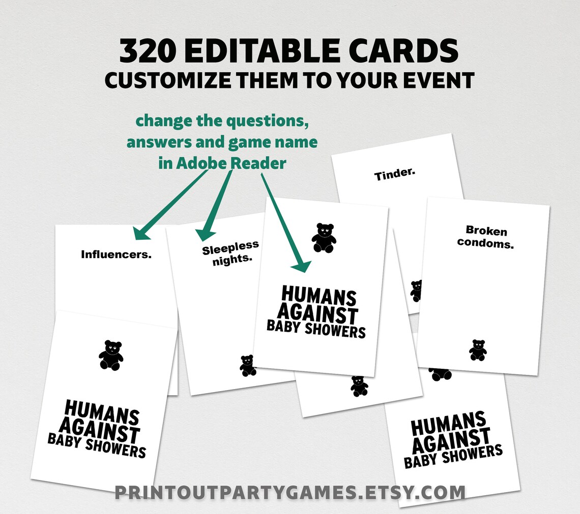 Editable Version of Humans Against Baby Showers - Etsy