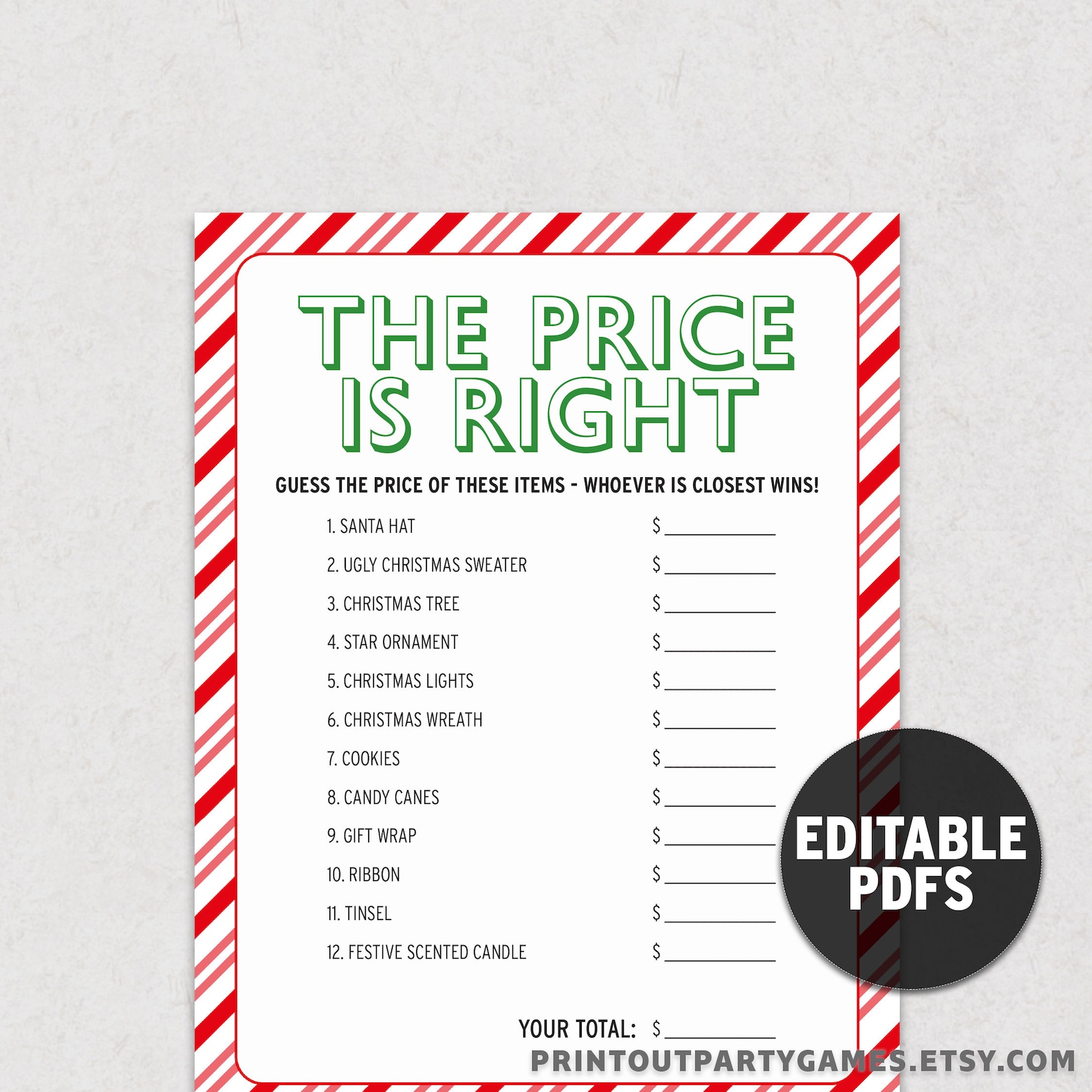 Christmas the Price is Right Game, Guess the Price Game for Holiday ...