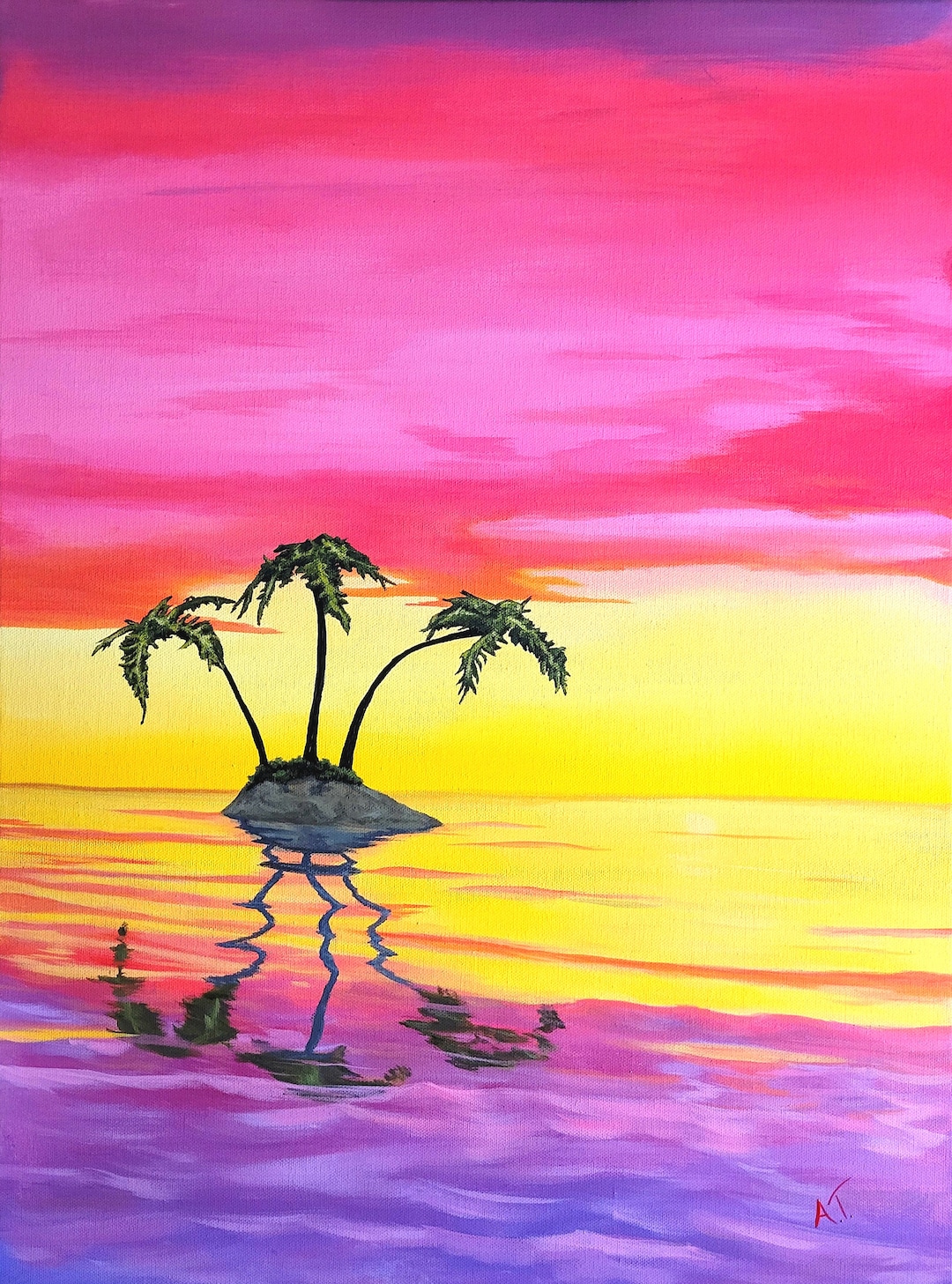 Spongebob Island Painting Prints Sunset - Etsy