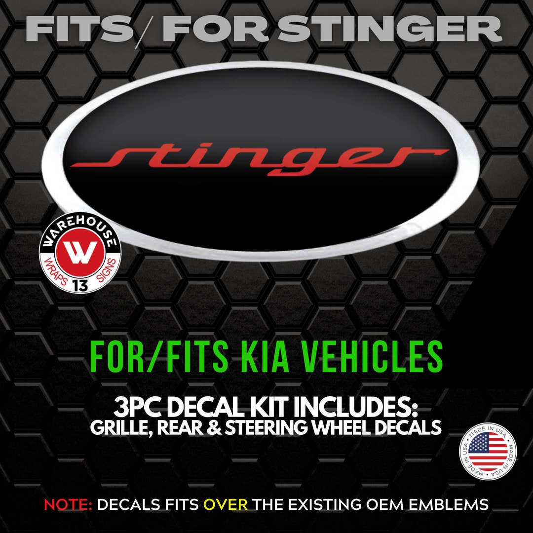 Fits for KIA Stinger Vinyl Overlay Decals Stickers 3PC Kit Includes ...