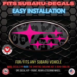 Subaru Emblem Overlay Decals 3 Piece Kit Front, Rear and Steering Wheel ...