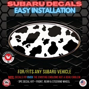Subaru Emblem Overlay Decals 3 Piece Kit-front, Rear and Steering Wheel ...