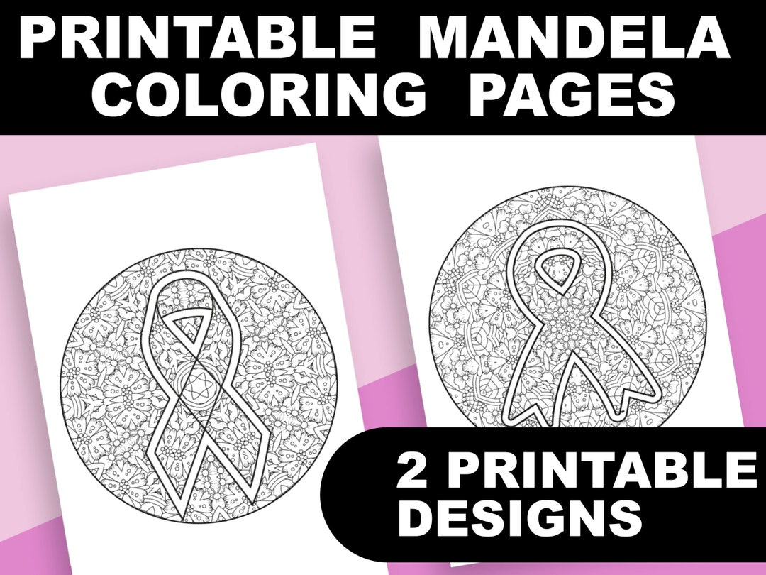 Breast Cancer Awareness Mandela Coloring Page Bundle, 2 Printable ...