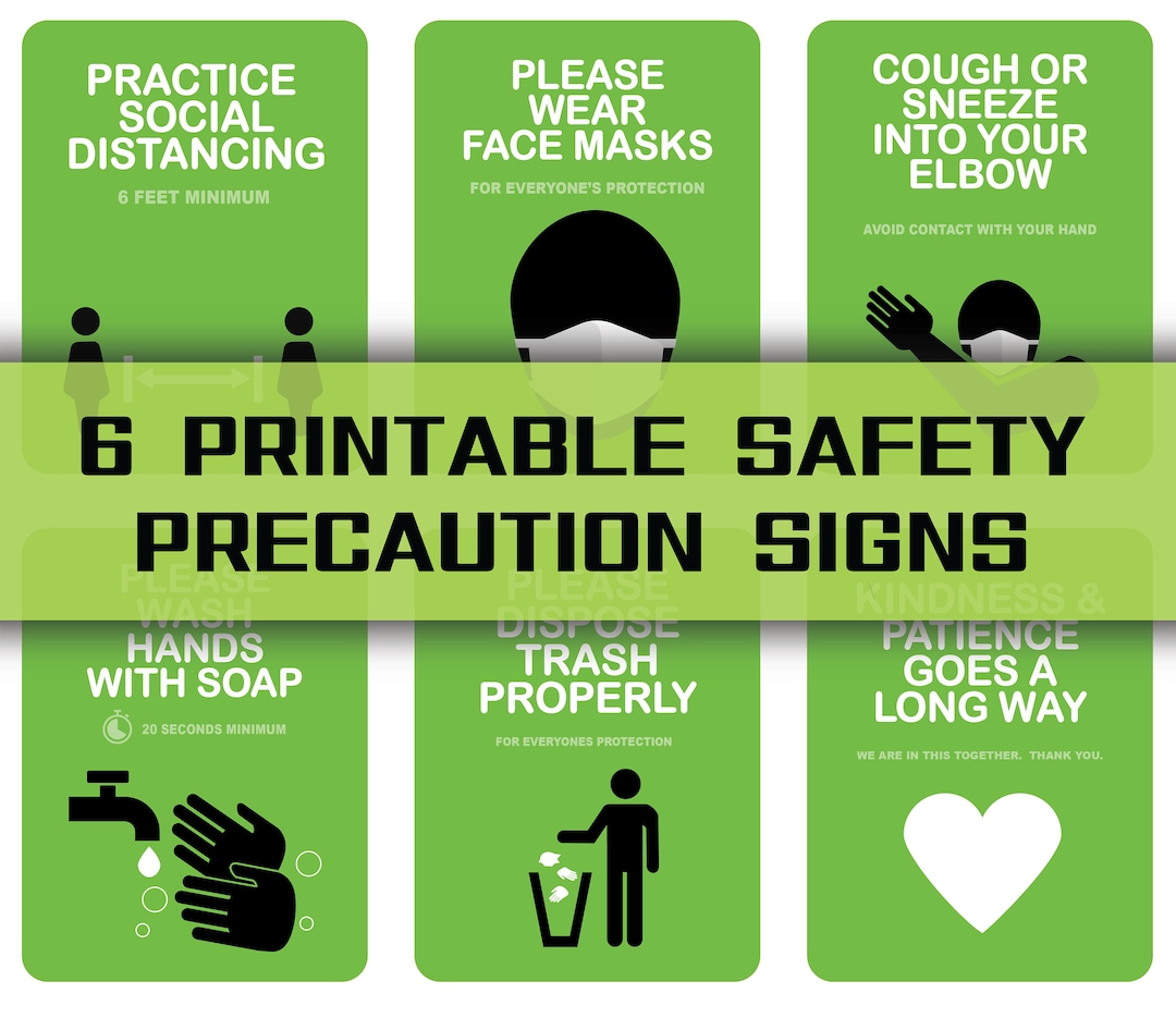 6 Printable Safety Precaution Signs digital Download - Etsy