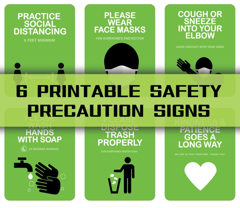 6 Printable Safety Precaution Signs digital Download - Etsy