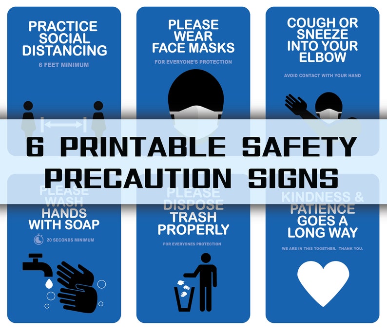 6 Printable Safety Precaution Signs digital Download - Etsy