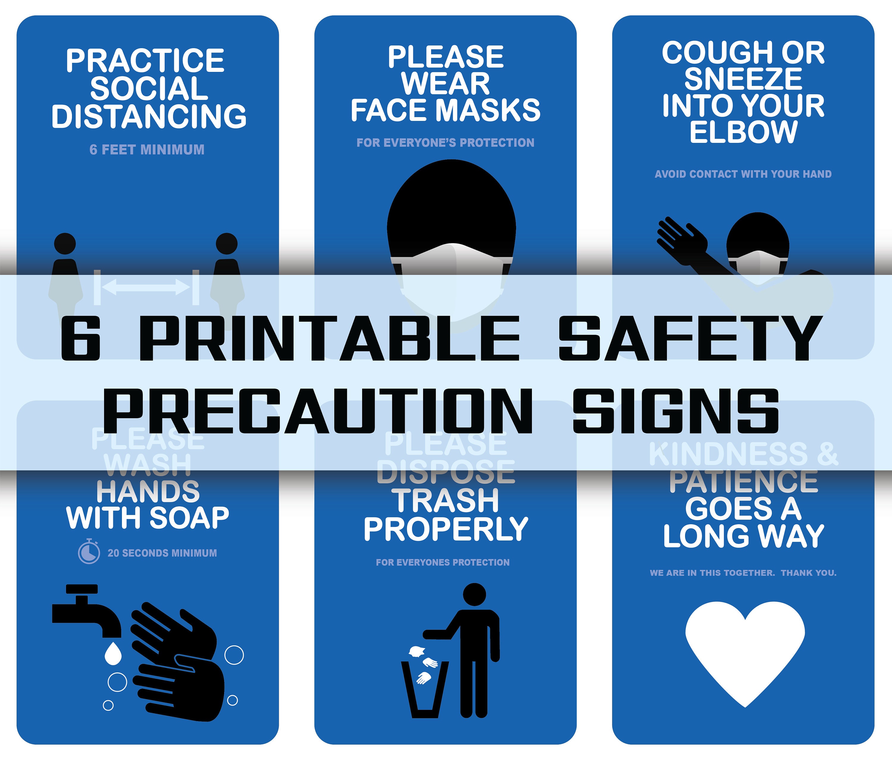 6 Printable Safety Precaution Signs Digital Download Etsy