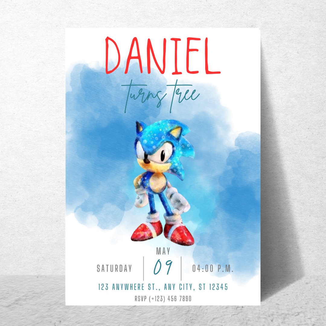 Invitación de cumpleaños de Sonic editable GRATIS Etiquetas de ...