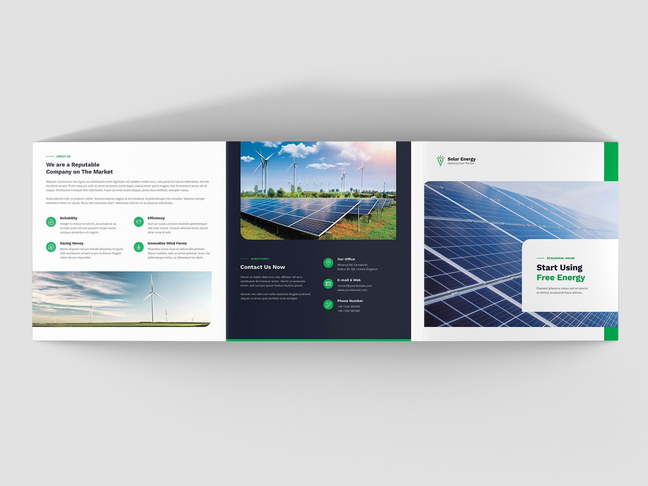 Solar Energy Brochure Tri-fold Square Canva Template, Renewable Energy ...