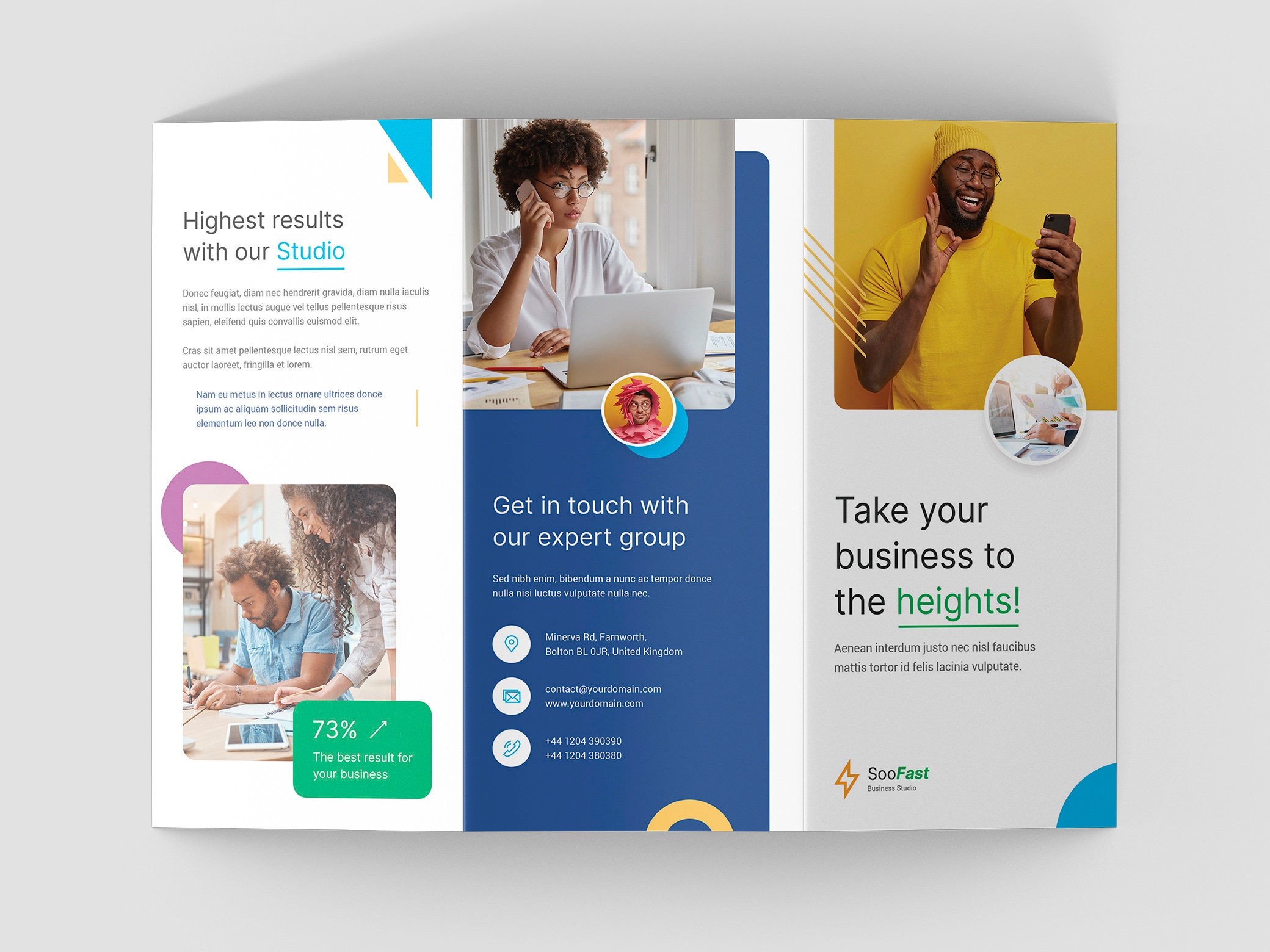 Business Studio Brochure Tri-fold, Canva Template, Social Media Agency ...