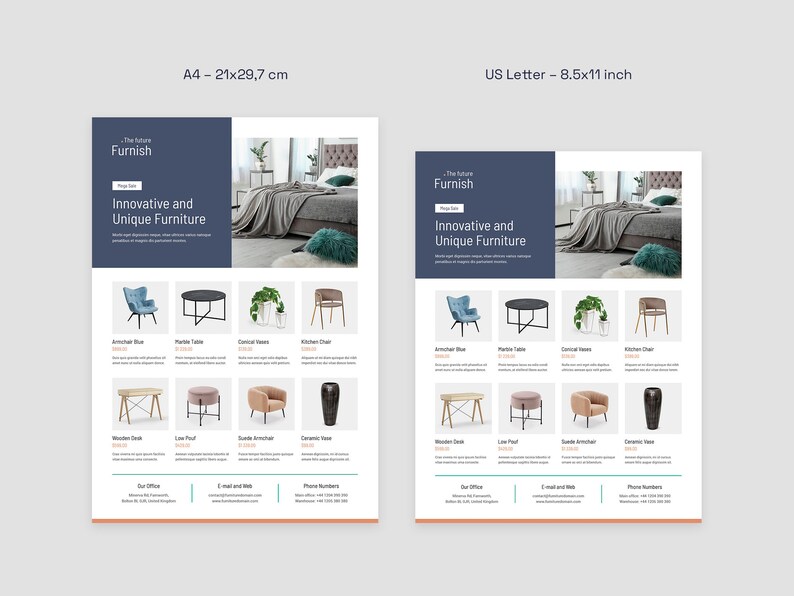 Furniture Company Catalog Flyer Canva Template, Product Presentation ...