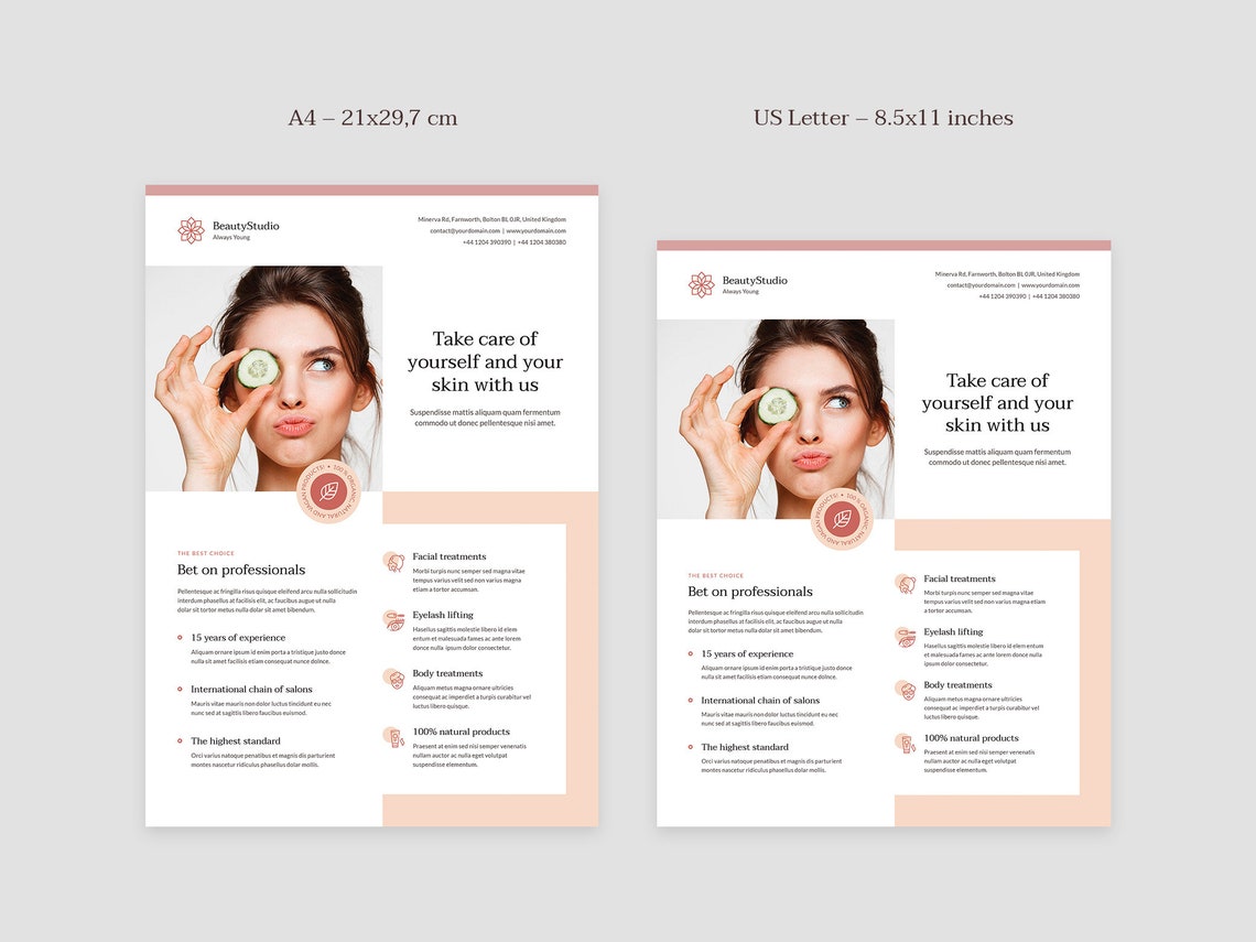 Beauty Studio Flyer Template, Canva, Photoshop, Indesign (digital ...