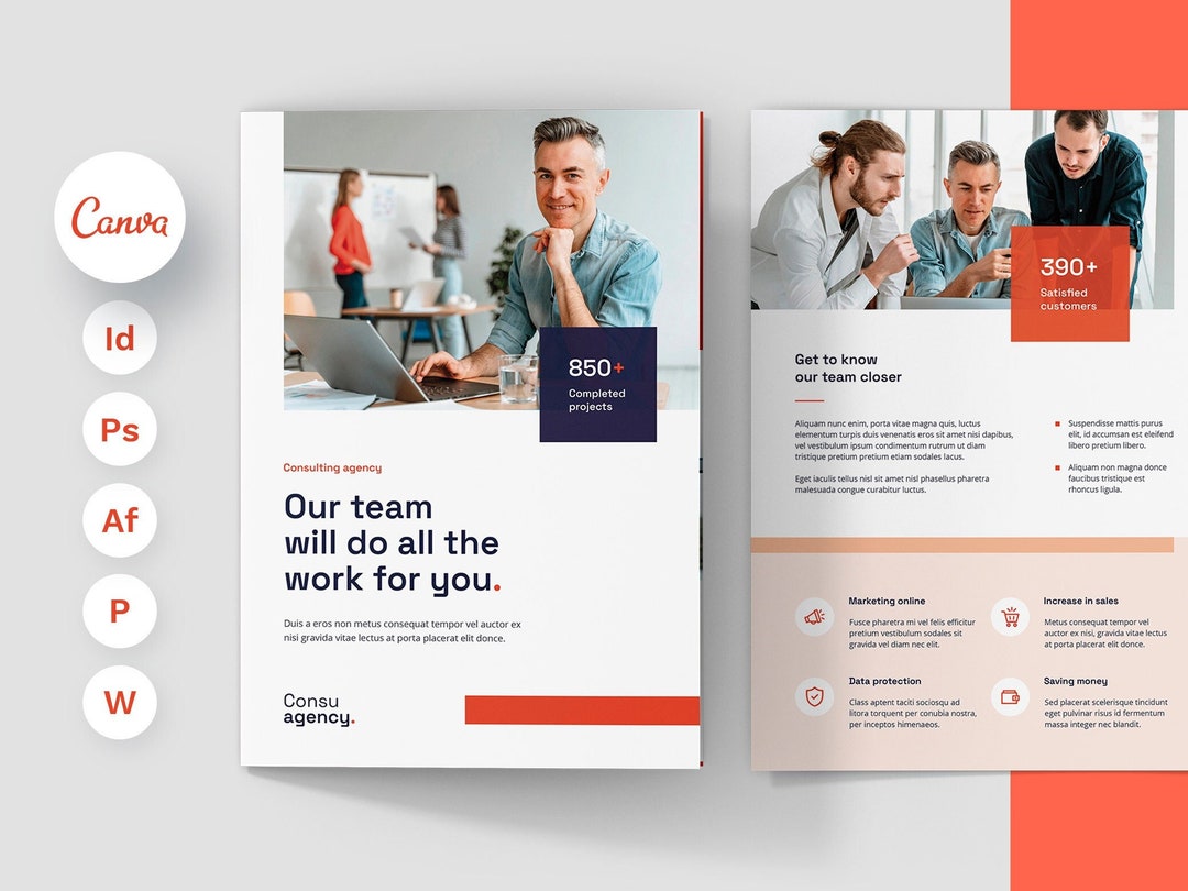 Consulting Agency Bi-fold Brochure Template, Canva, Print Ready - Etsy