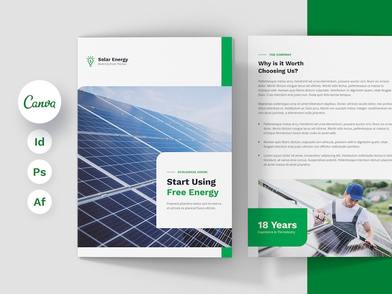 Solar Energy Brochure Tri-fold A5 Canva Template, Renewable Energy ...