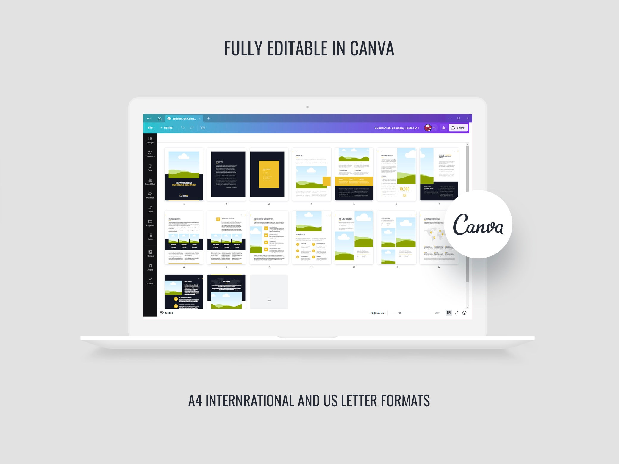 Company Profile Canva Template Builder Industry Architecture - Etsy ...