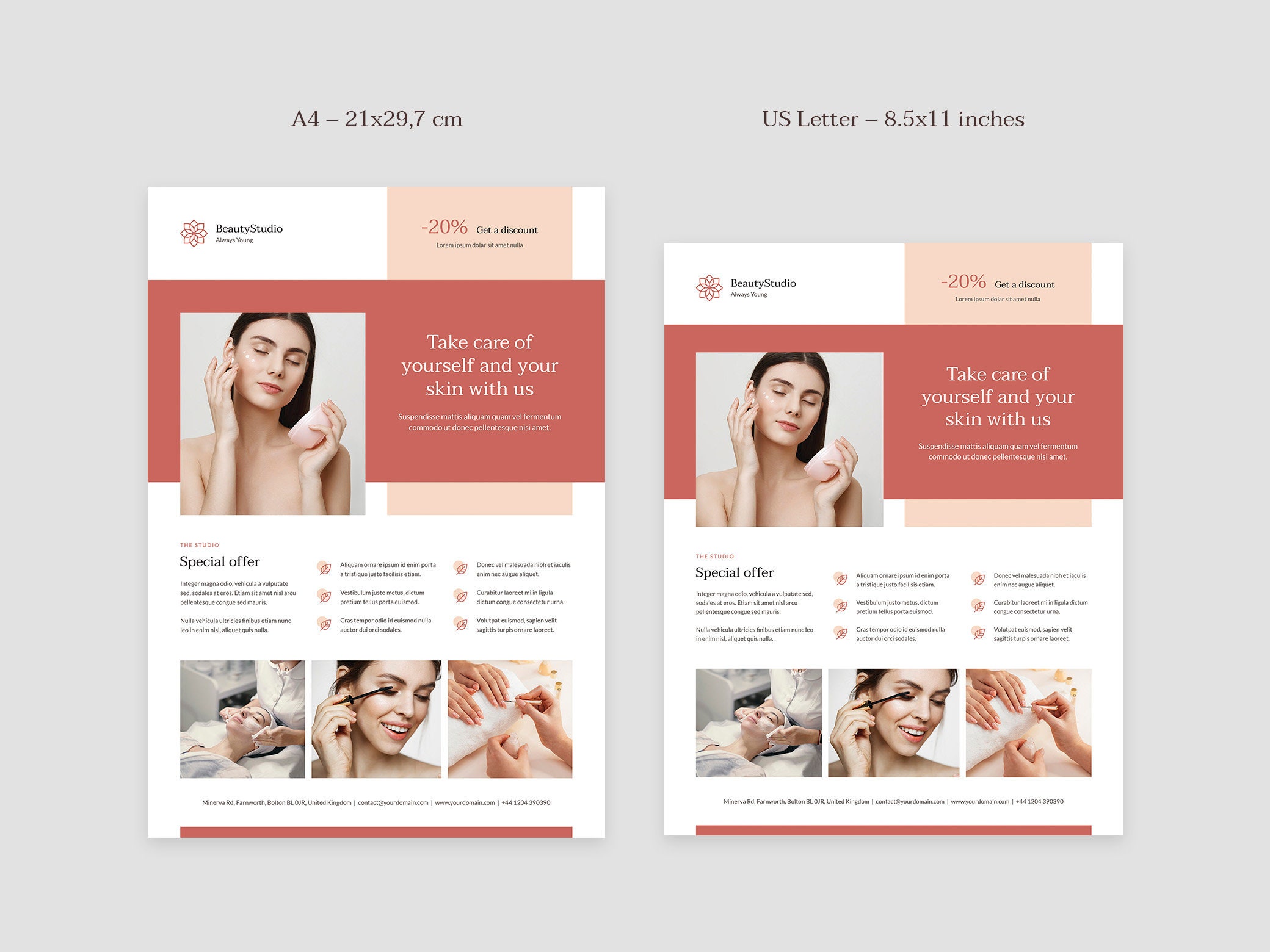 Beauty Studio Flyer Template, Canva, Photoshop, Indesign (digital ...