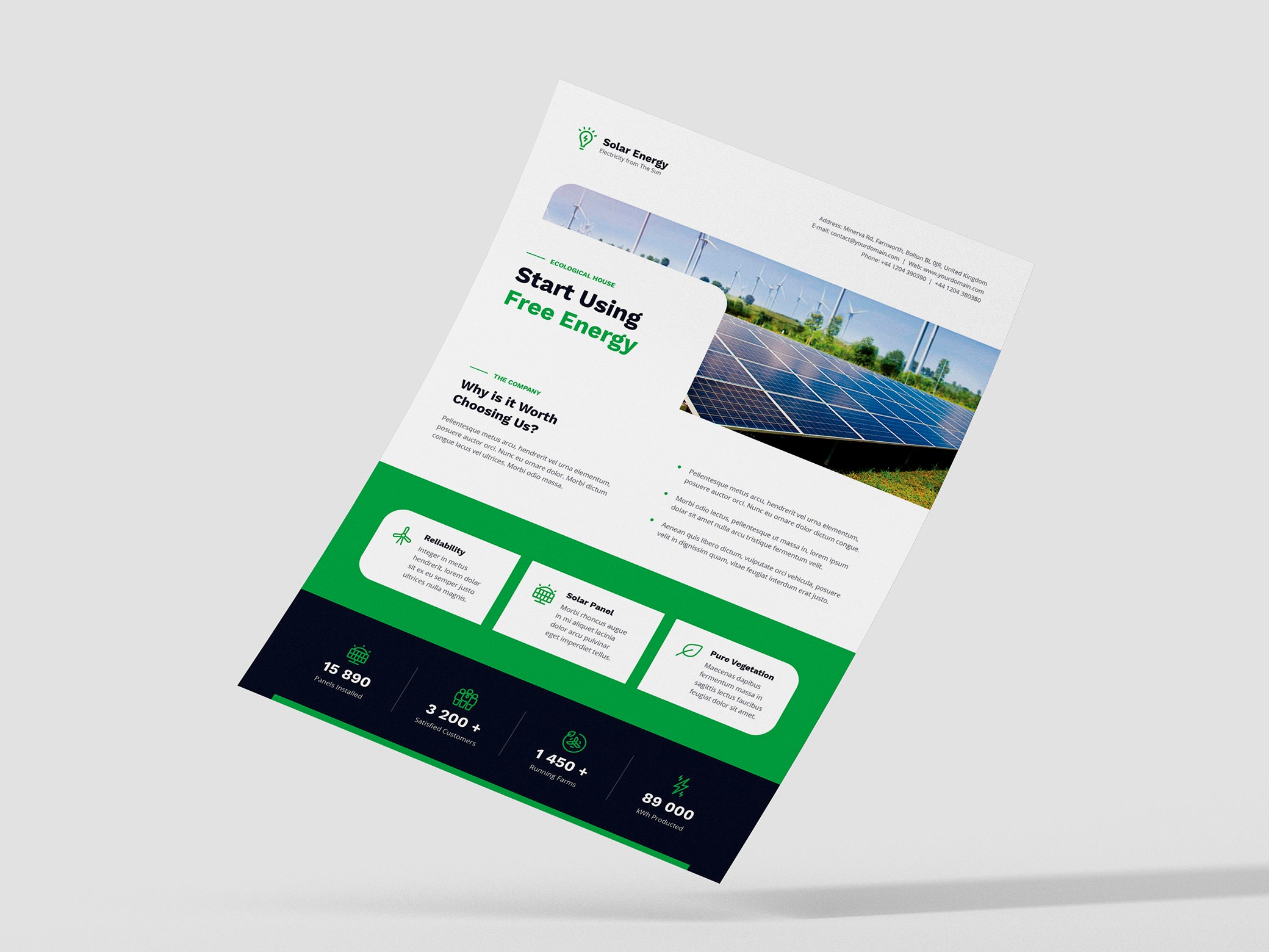 Solar Energy Flyer Canva Template, Construction Company, Energy ...