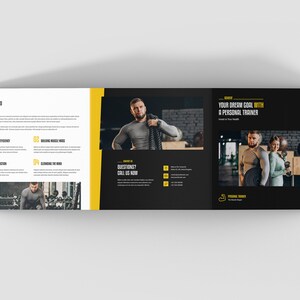 Personal Trainer Brochure Tri-fold Square Canva Template, Fitness Coach ...