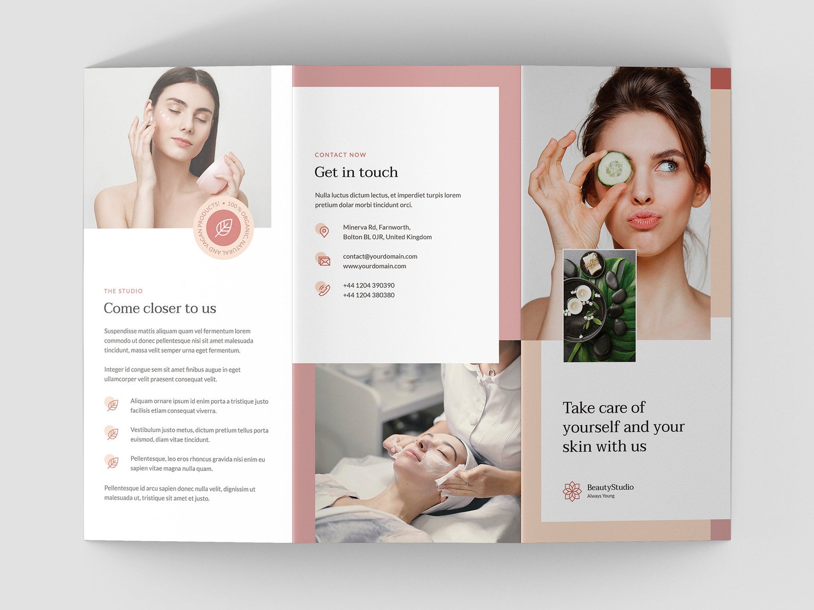 Skin Care Brochure Trifold Canva Template, Beauty Salon Service ...