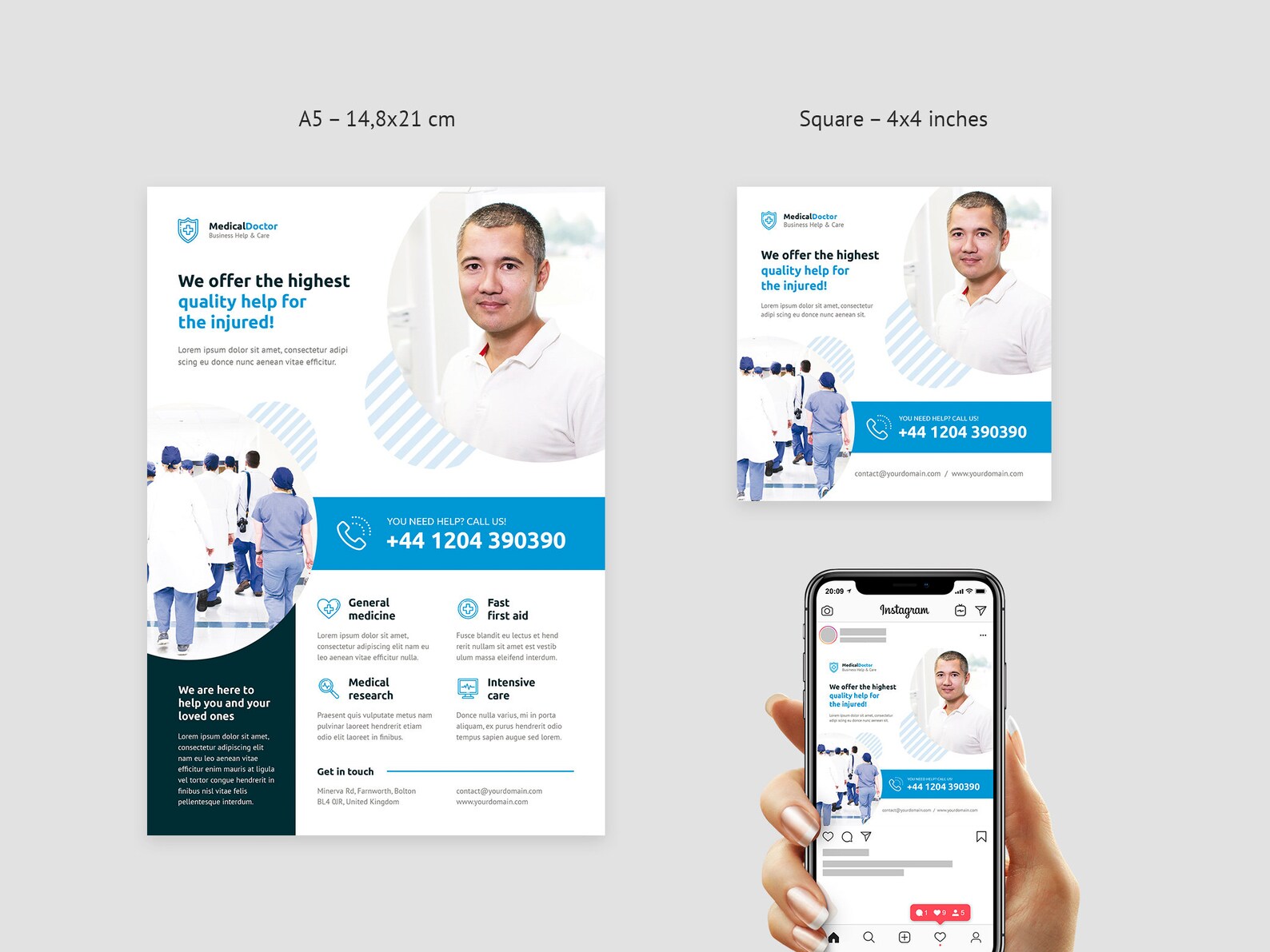Doctor Medical Health Flyer Canva Templates, Hospital and Emergency ...