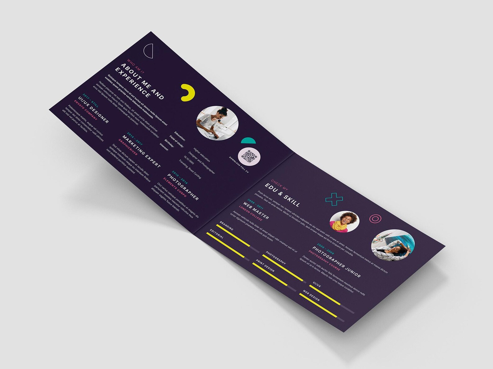 Resume Canva Template, Brochure Bi-fold Landscape, Horizontal Resume ...