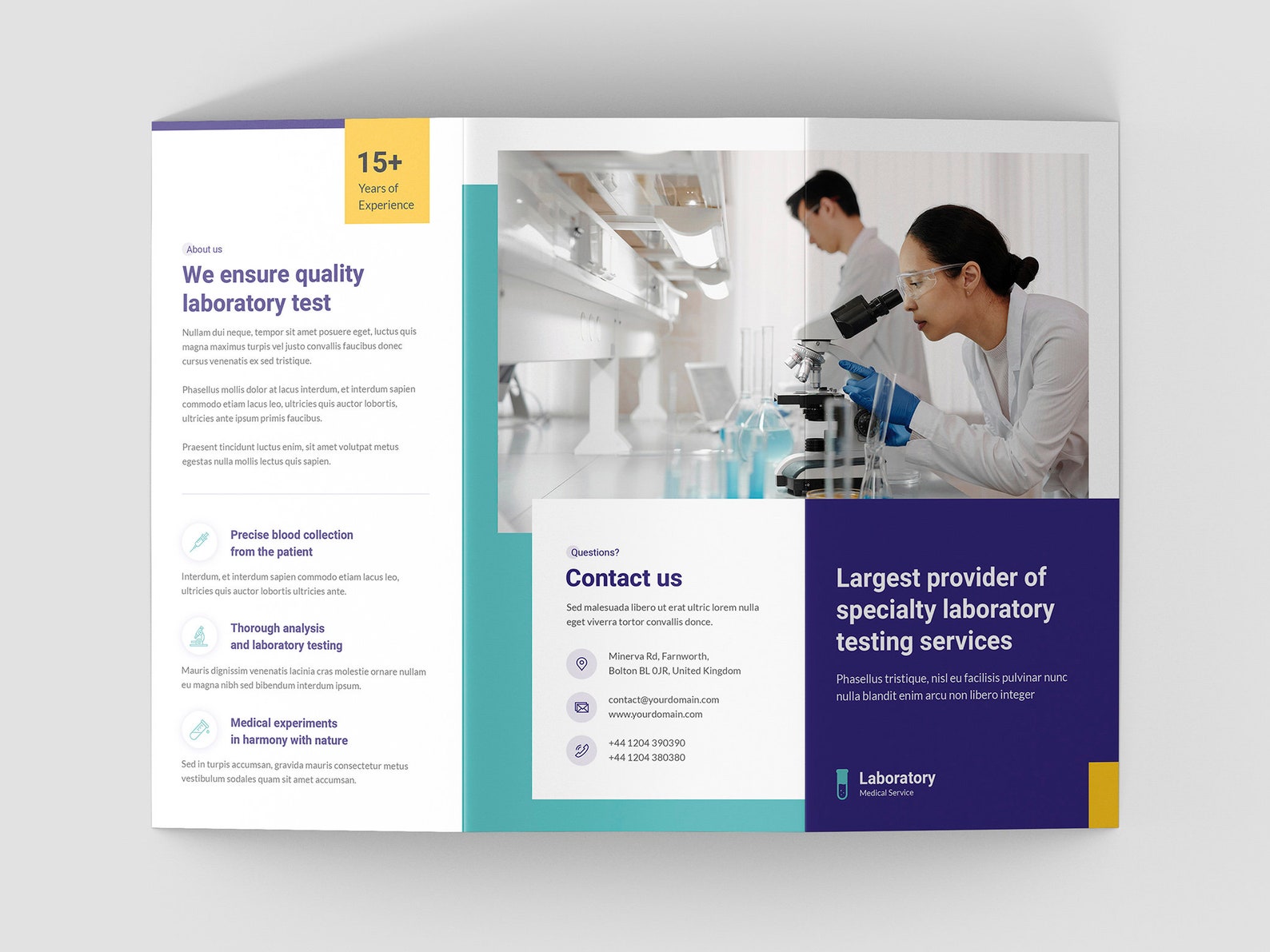 Laboratory Brochure Tri-fold, Canva Template, Medical Brochure Design ...