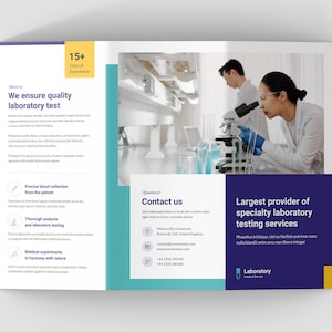 Laboratory Brochure Tri-fold, Canva Template, Medical Brochure Design ...