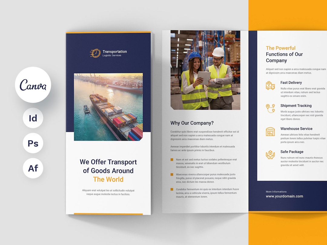 Transportation Brochure Tri-fold, Truck Dispatcher, Logistics Brochure ...