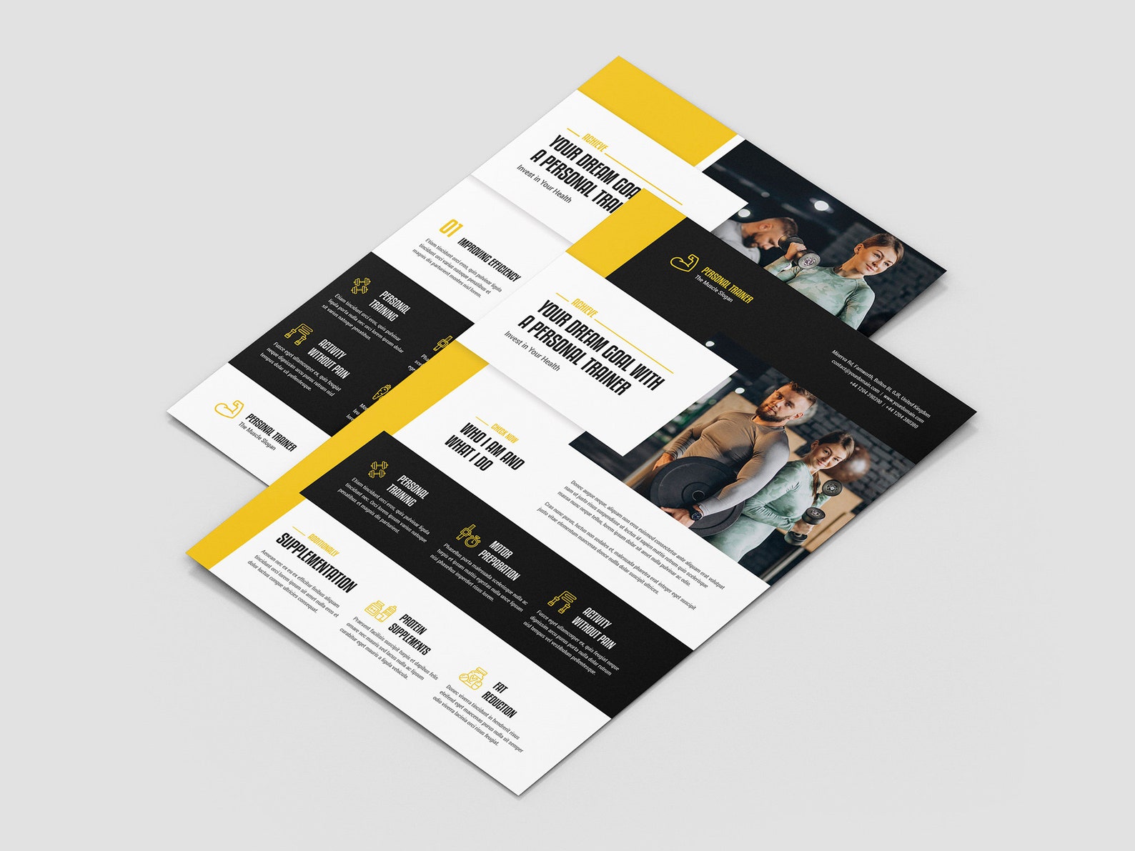 Personal Trainer Flyer, Canva Template, Flyer Design for Fitness Club ...