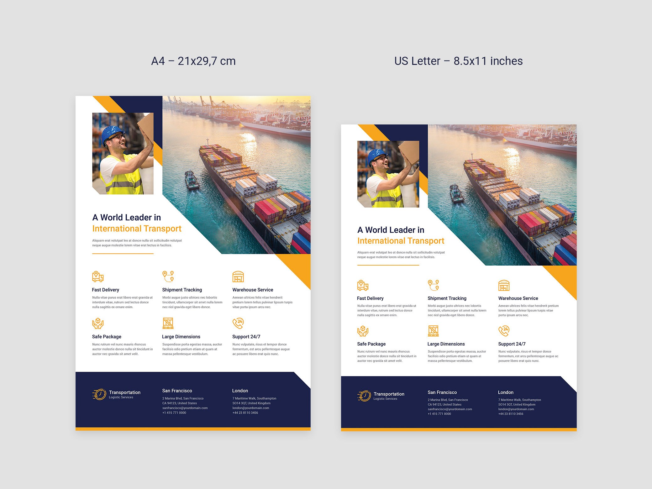 Transportation Flyer Template, Logistics & Shipping (canva, Photoshop ...