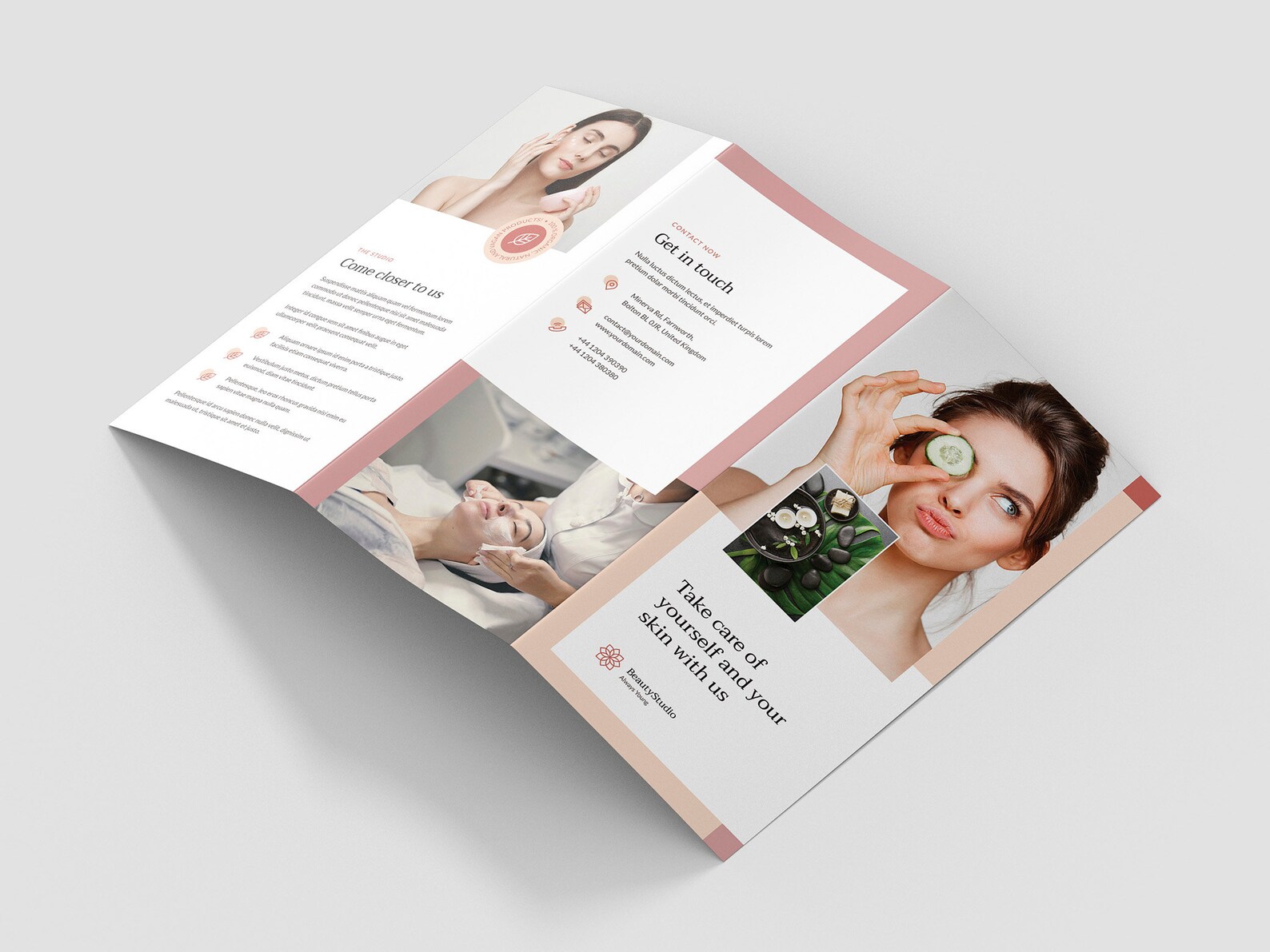Skin Care Brochure Trifold Canva Template, Beauty Salon Service ...