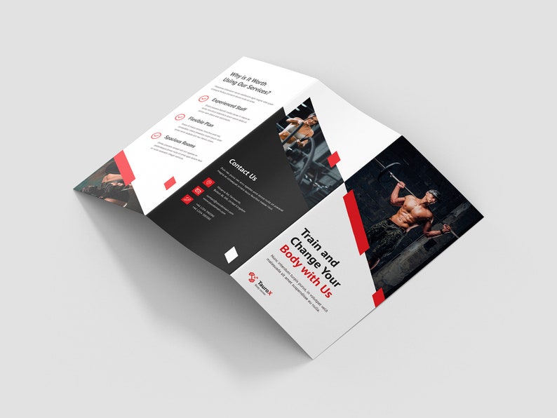 Gym Brochure Trifold Template for Personal Training and Diet Support ...