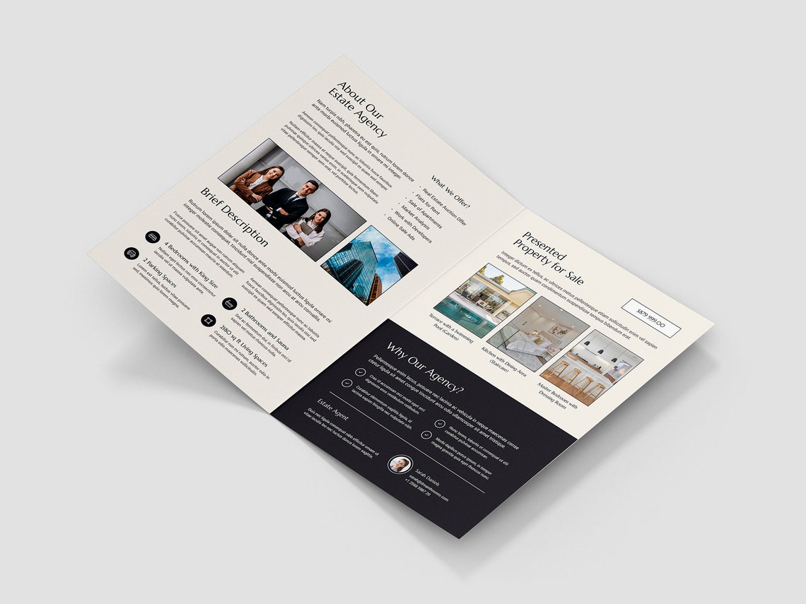 Luxury Real Estate Property Prospectus Bi-fold Brochure Indesign PSD ...