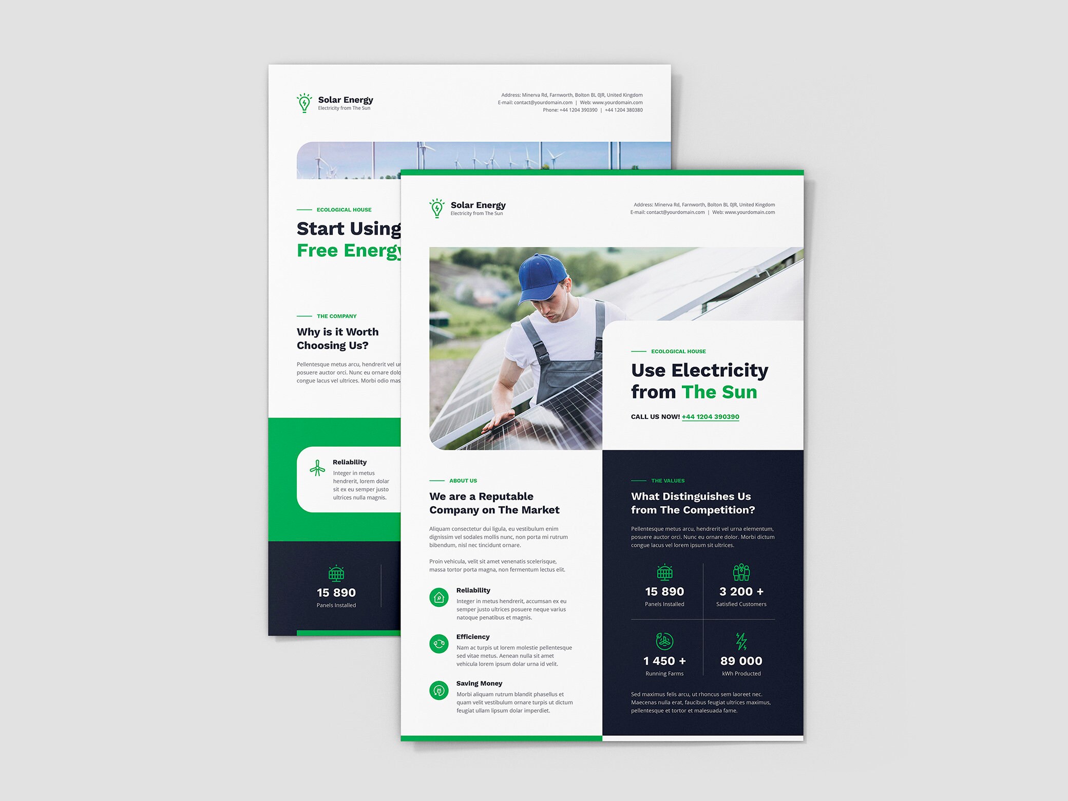 Solar Energy Flyer Template, Construction, Green Energy (canva ...