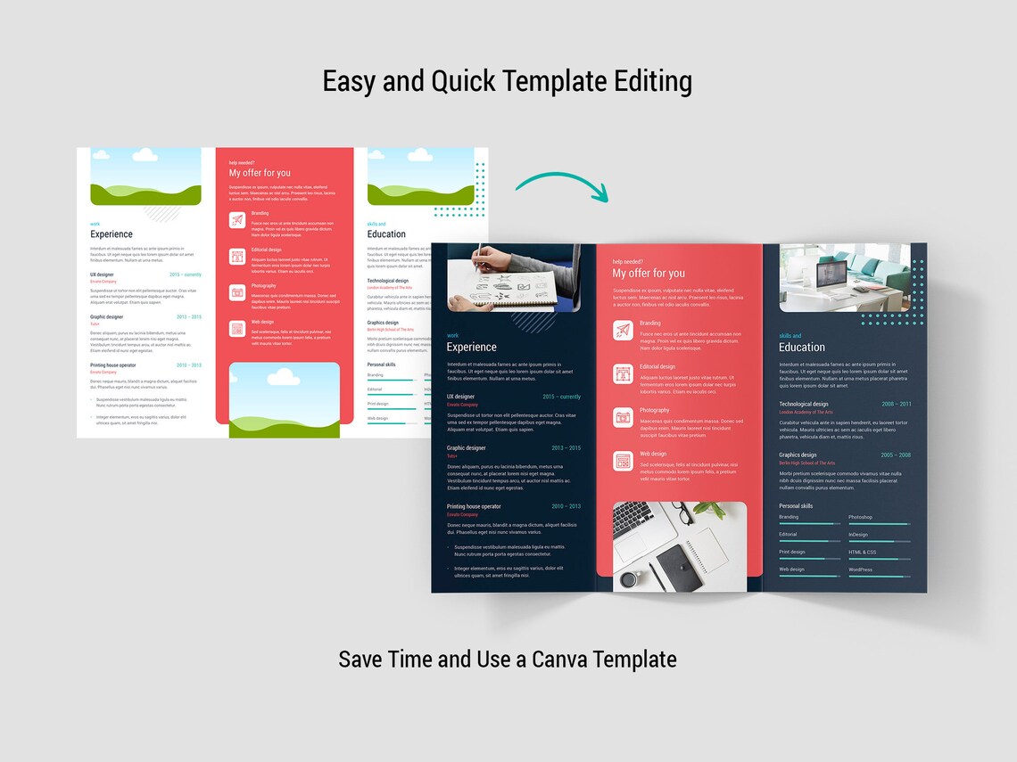 Resume Canva Template, Brochure Tri-fold Template, MS Word Resume ...