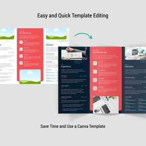 Resume Brochure Tri-fold Canva Template, MS Word Resume Design, Figma ...