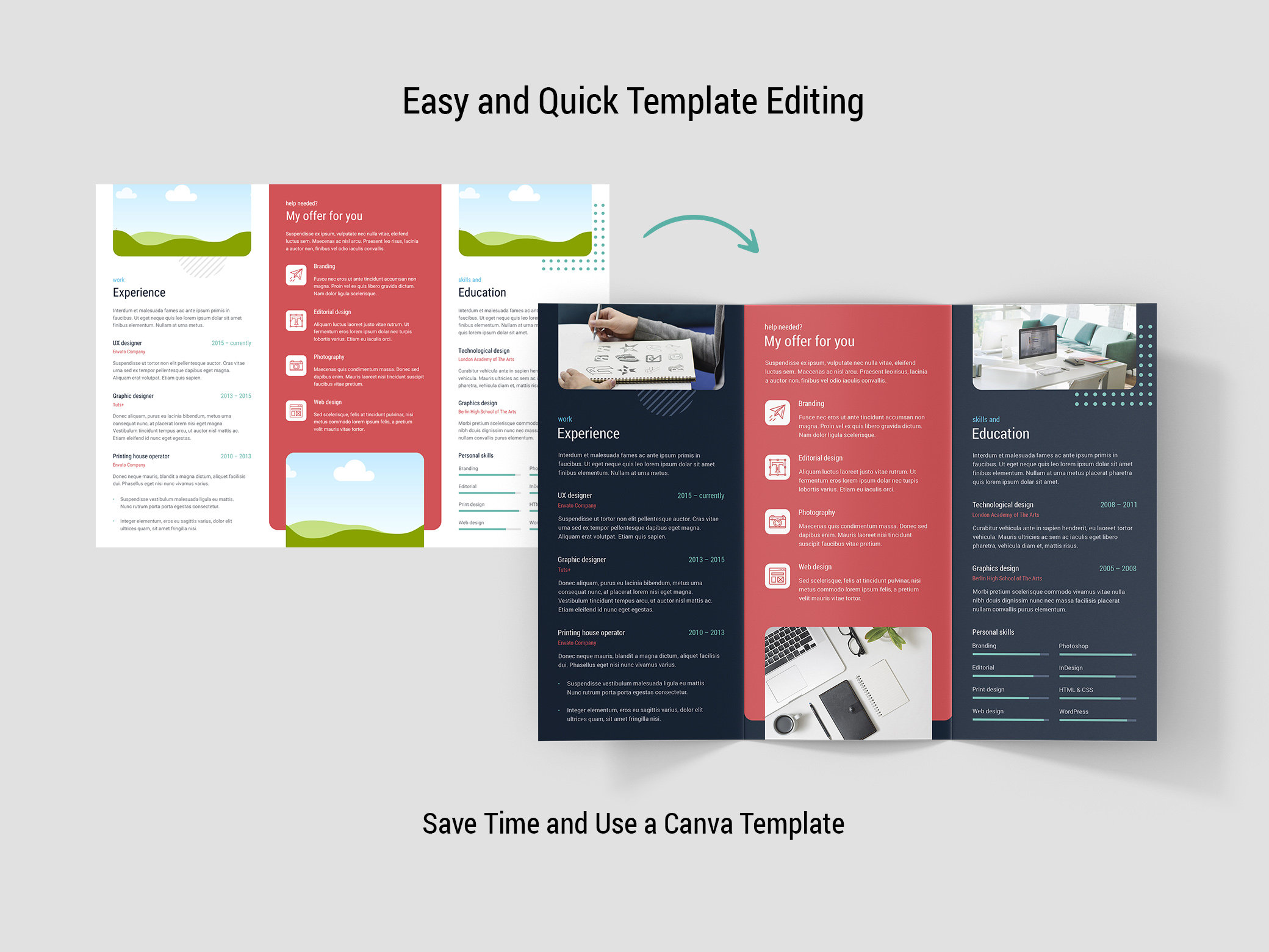 Resume Brochure Tri-fold Canva Template, MS Word Resume Design, Figma ...