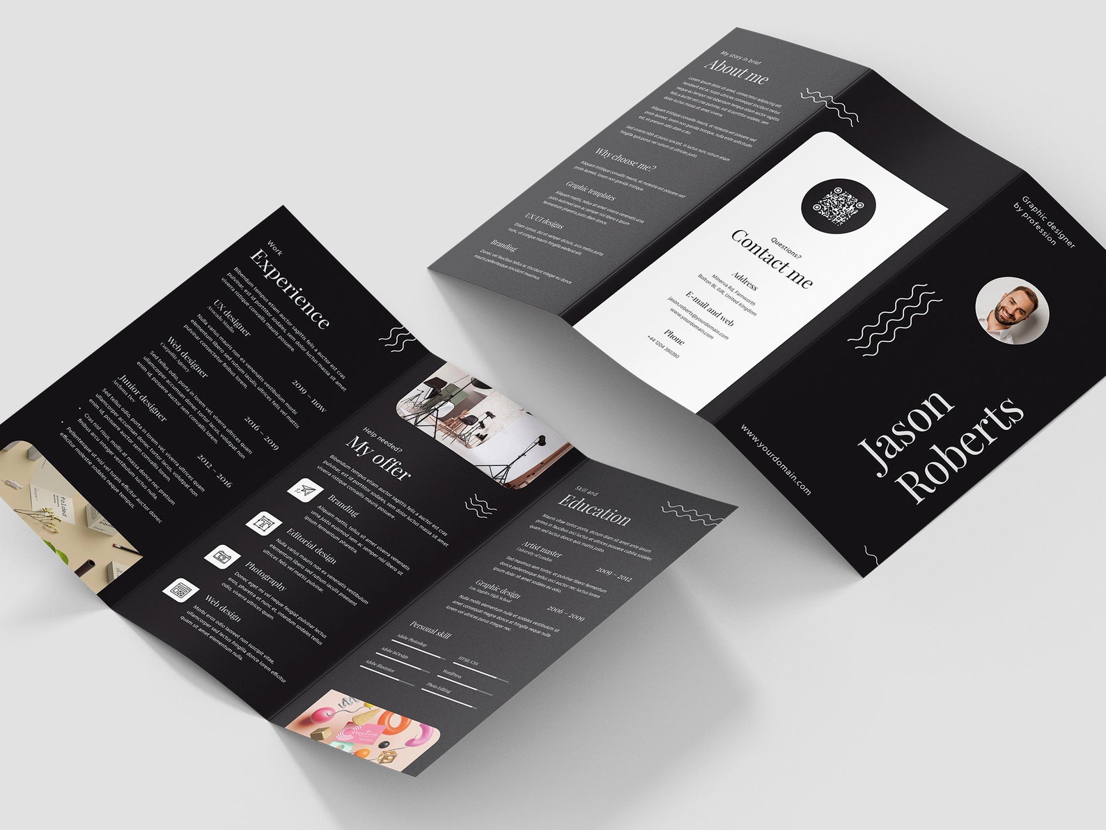 Designer Resume Brochure Tri-fold Template for MS Word, Canva, Adobe ...