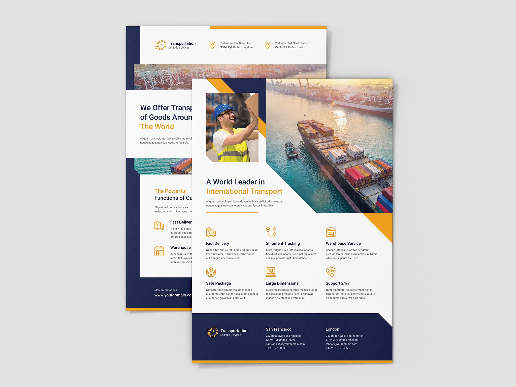 Transportation Flyer Template, Logistics & Shipping (canva, Photoshop ...