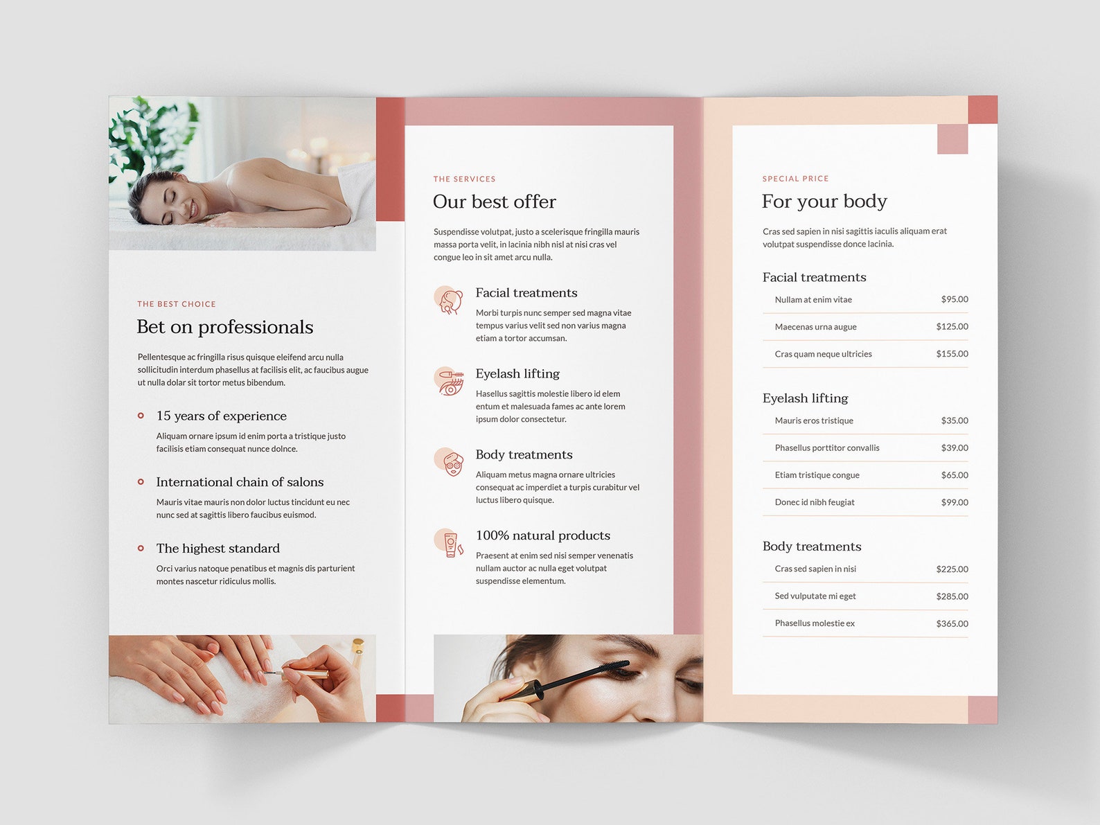 Skin Care Brochure Trifold Canva Template, Beauty Salon Service ...